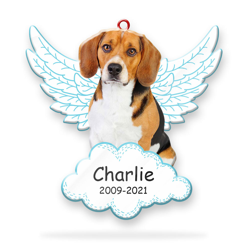 Personalized Beagle Angel Wings Memorial Acrylic Ornament ...