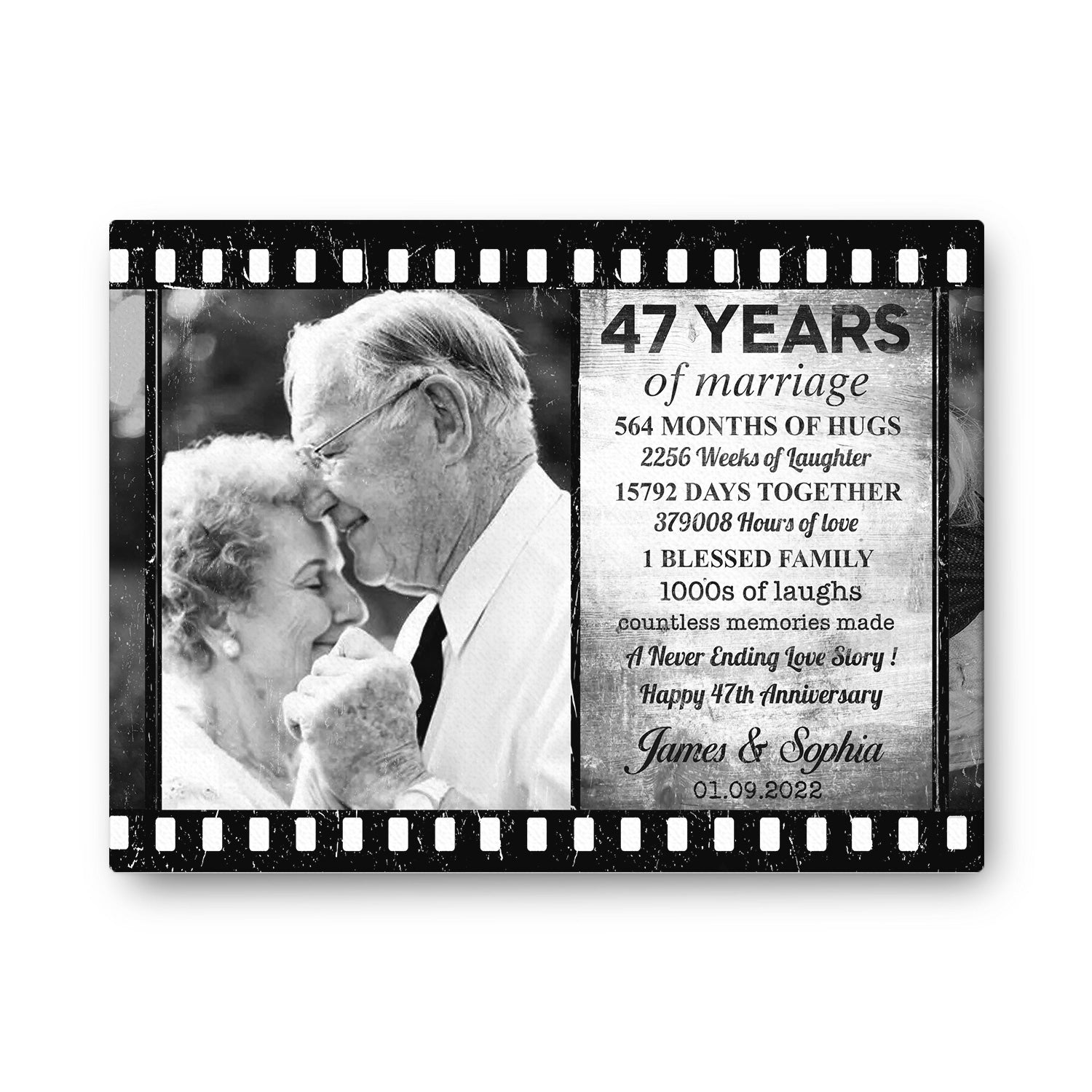 47 Years Of Marriage Film Custom Image Anniversary Canvas ...