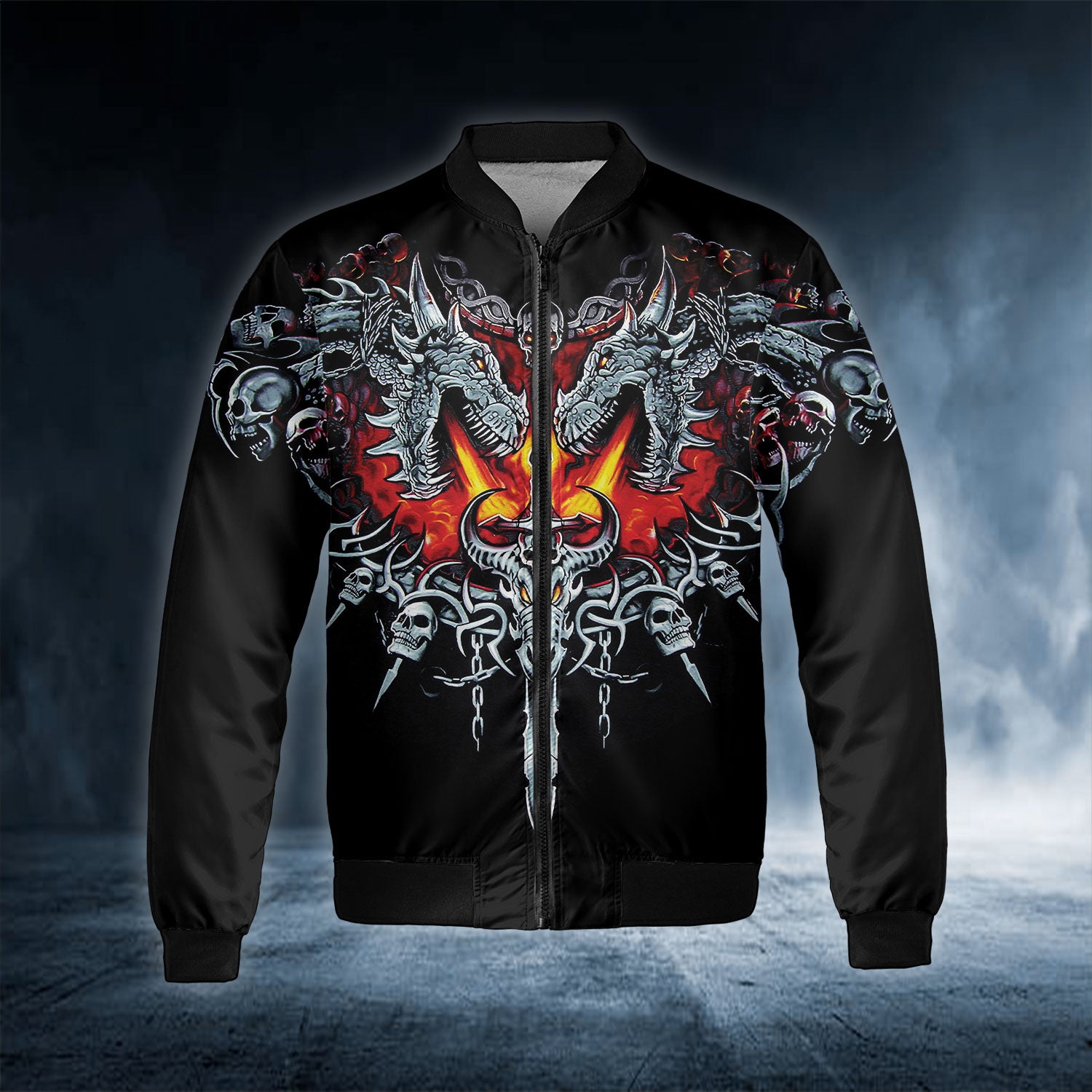 Metal Fire Dragon Skull Bomber Jacket – PERSONALIZEDWITCH