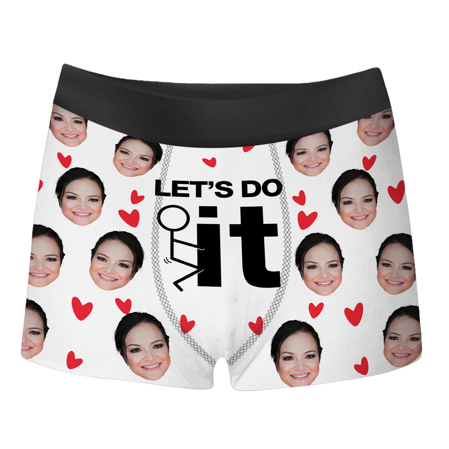 Funny Custom Face Let's Do It Valentine Over Print Men's Boxer Brief ...